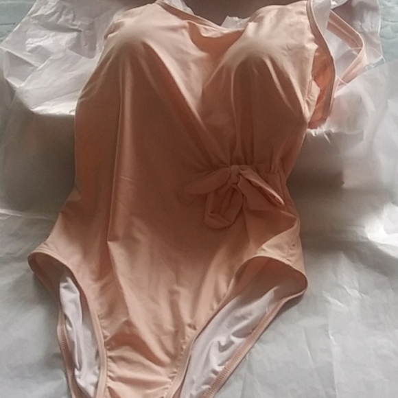 Dkny | Other | Dkny Blush Peach Satin One Piece Suit 18 New | Poshmark